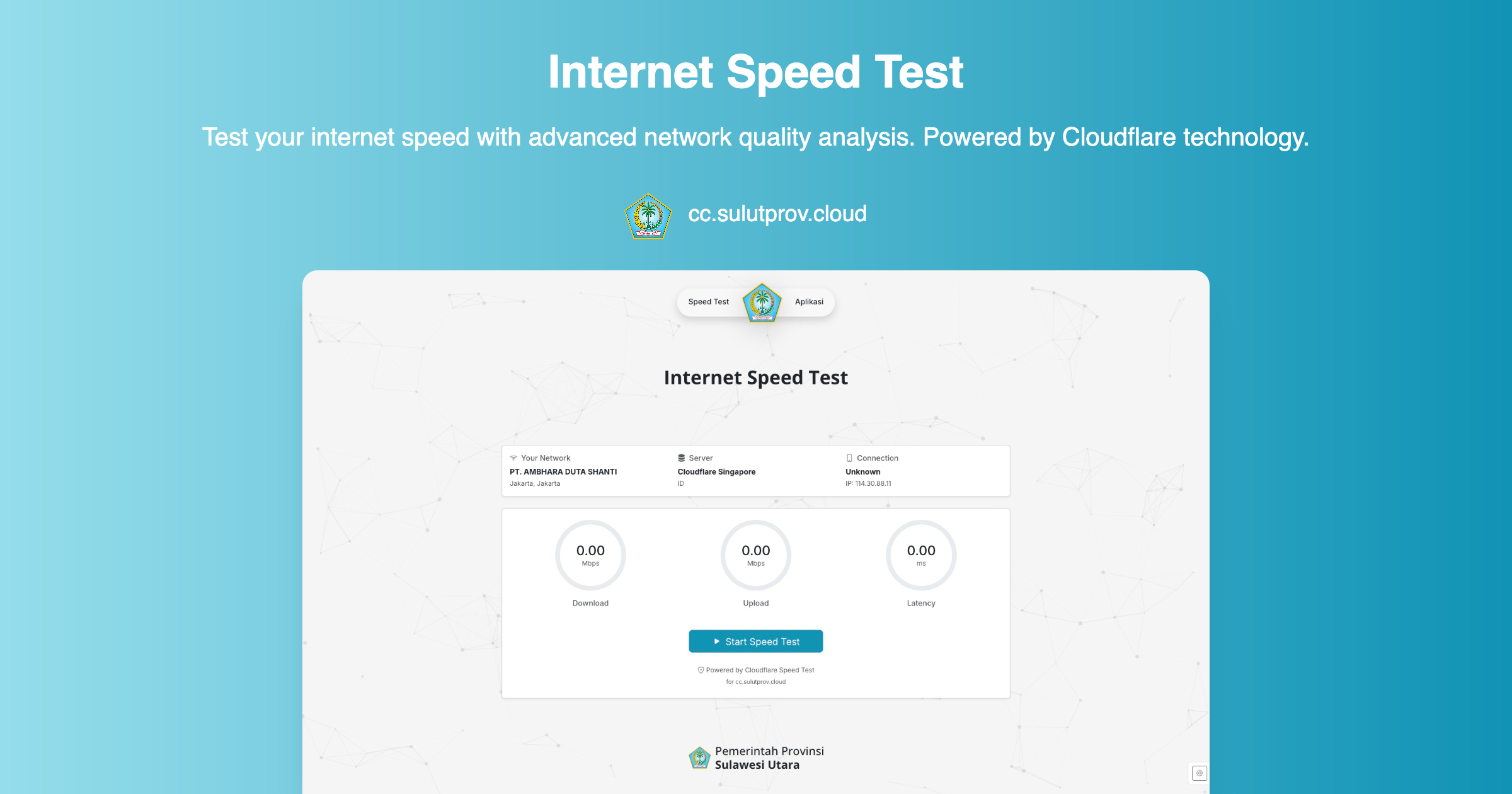 Internet Speed Test - Command Center PEMPROV SULUT | Portal Pemerintah ...
